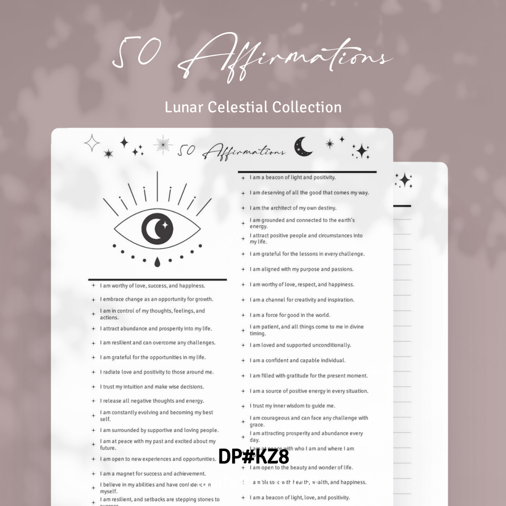 Affirmation Sheet (2) - Celestial Lunar - Planify Pro
