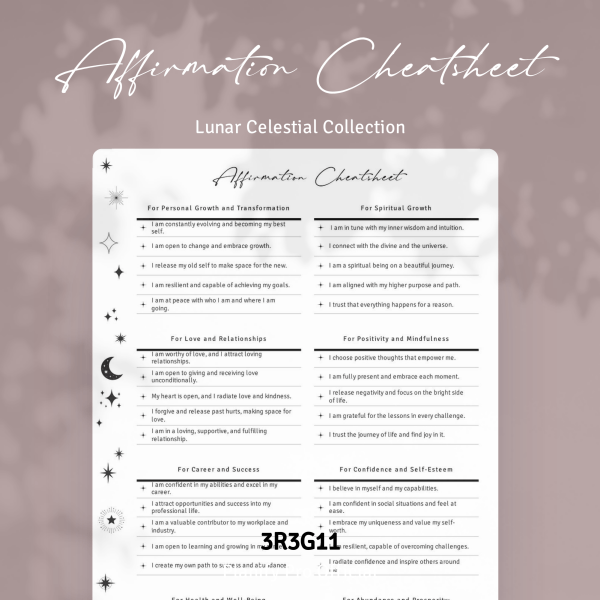 Affirmation Sheet - Celestial Lunar - Planify Pro