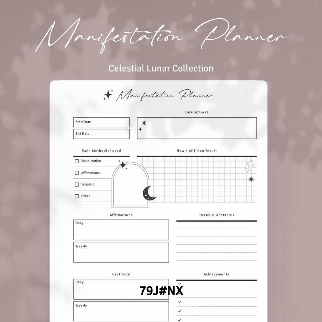 Manifestation Planner - Celestial Lunar - Planify Pro