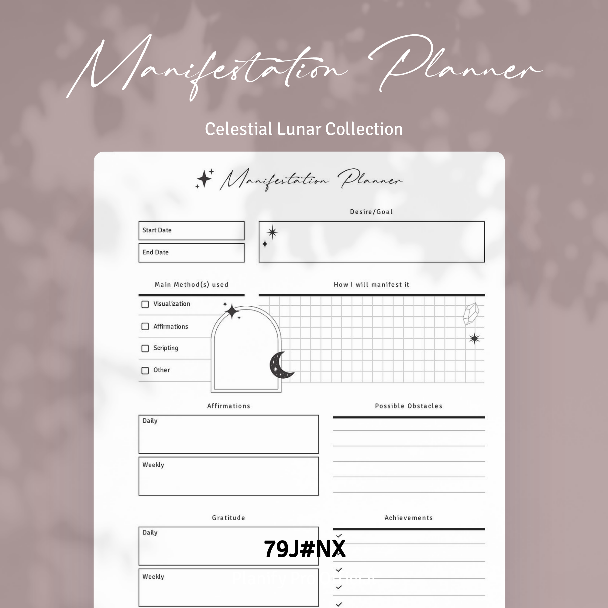 Manifestation Planner - Celestial Lunar - Planify Pro