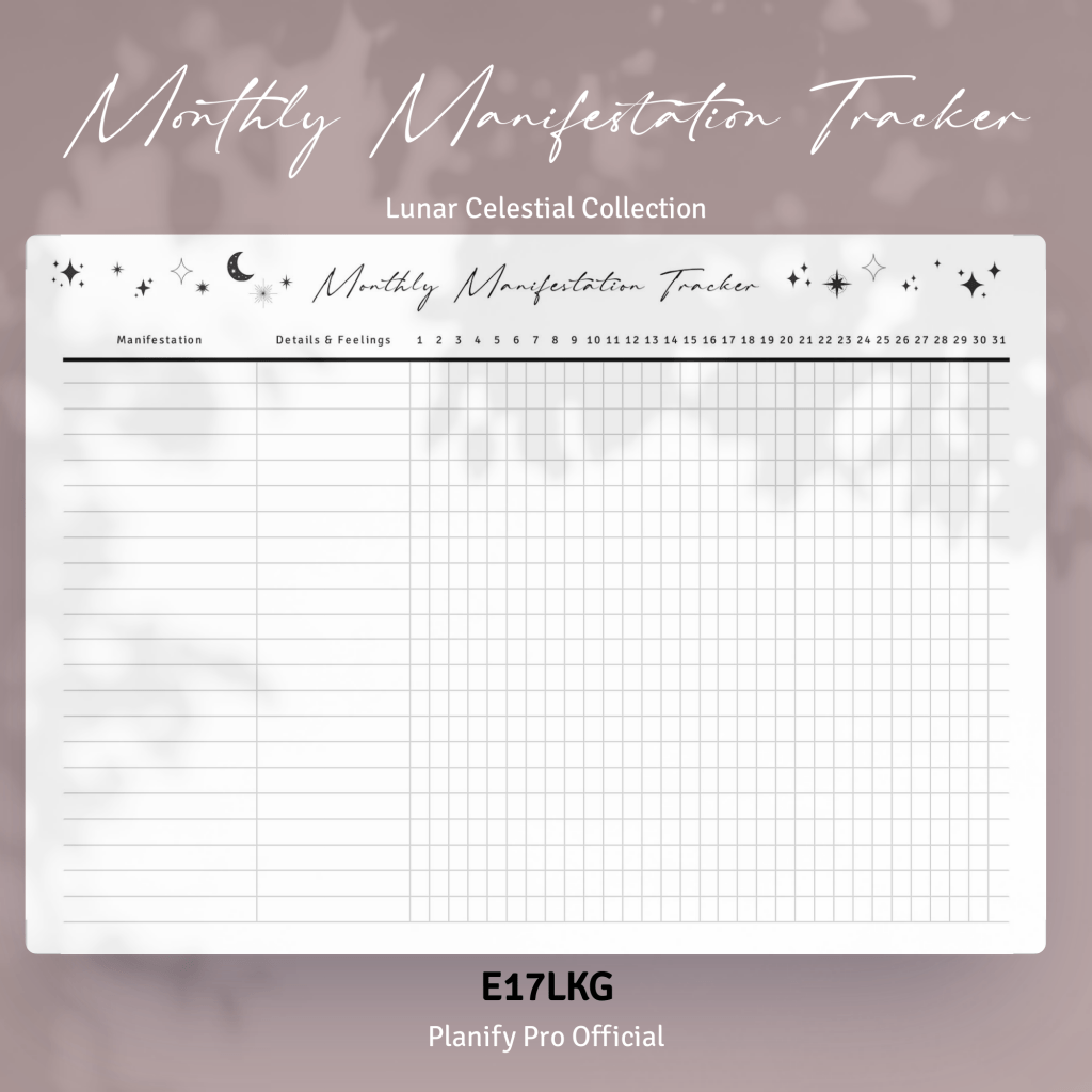 Monthly Manifesting Tracker - Celestial Lunar - Planify Pro