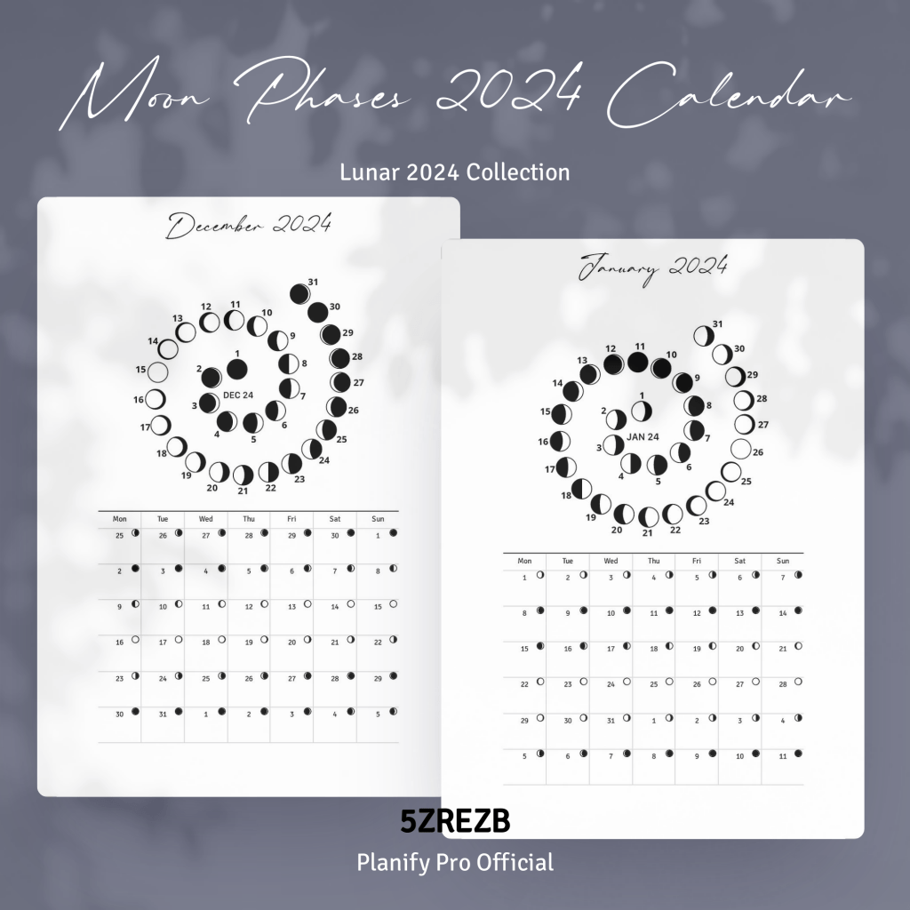 Moon Phase Calendar 2024 - Celestial Lunar - Planify Pro