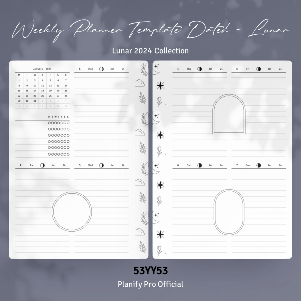 Weekly Planner (Dated) - Celestial Lunar - Planify Pro