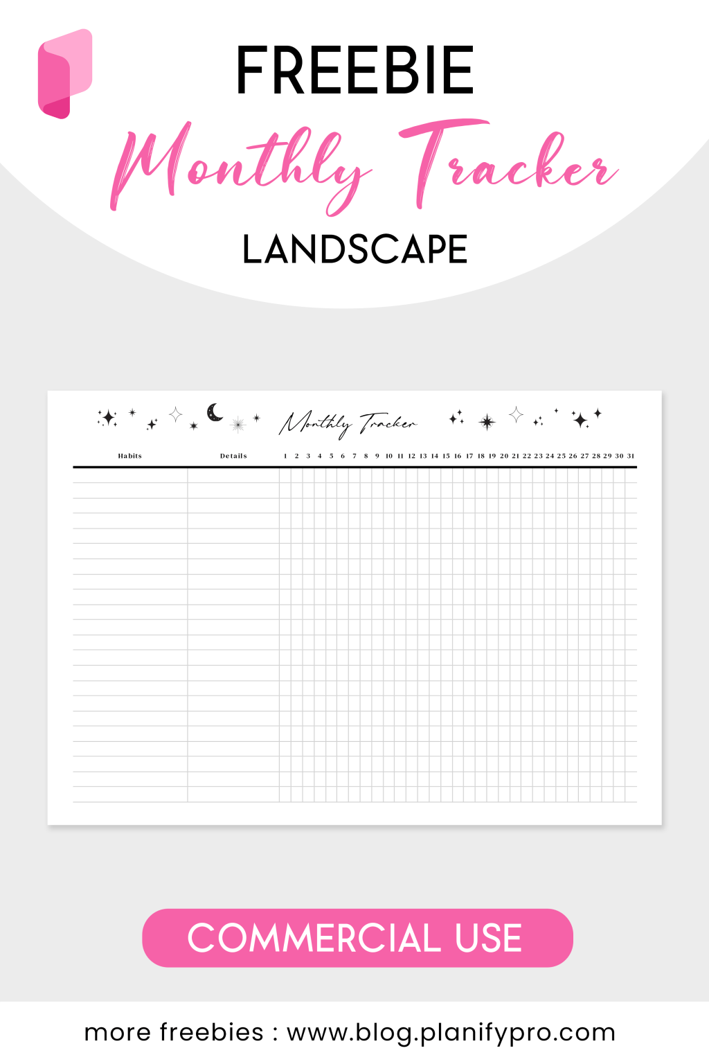 Freebie Monthly Tracker