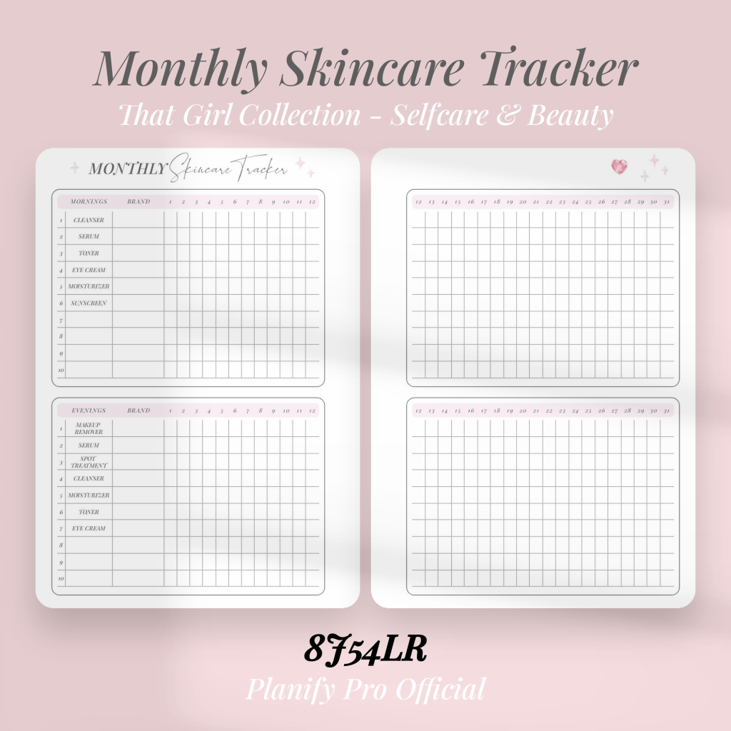 Monthly Skincare Tracker - That Girl - Planify Pro