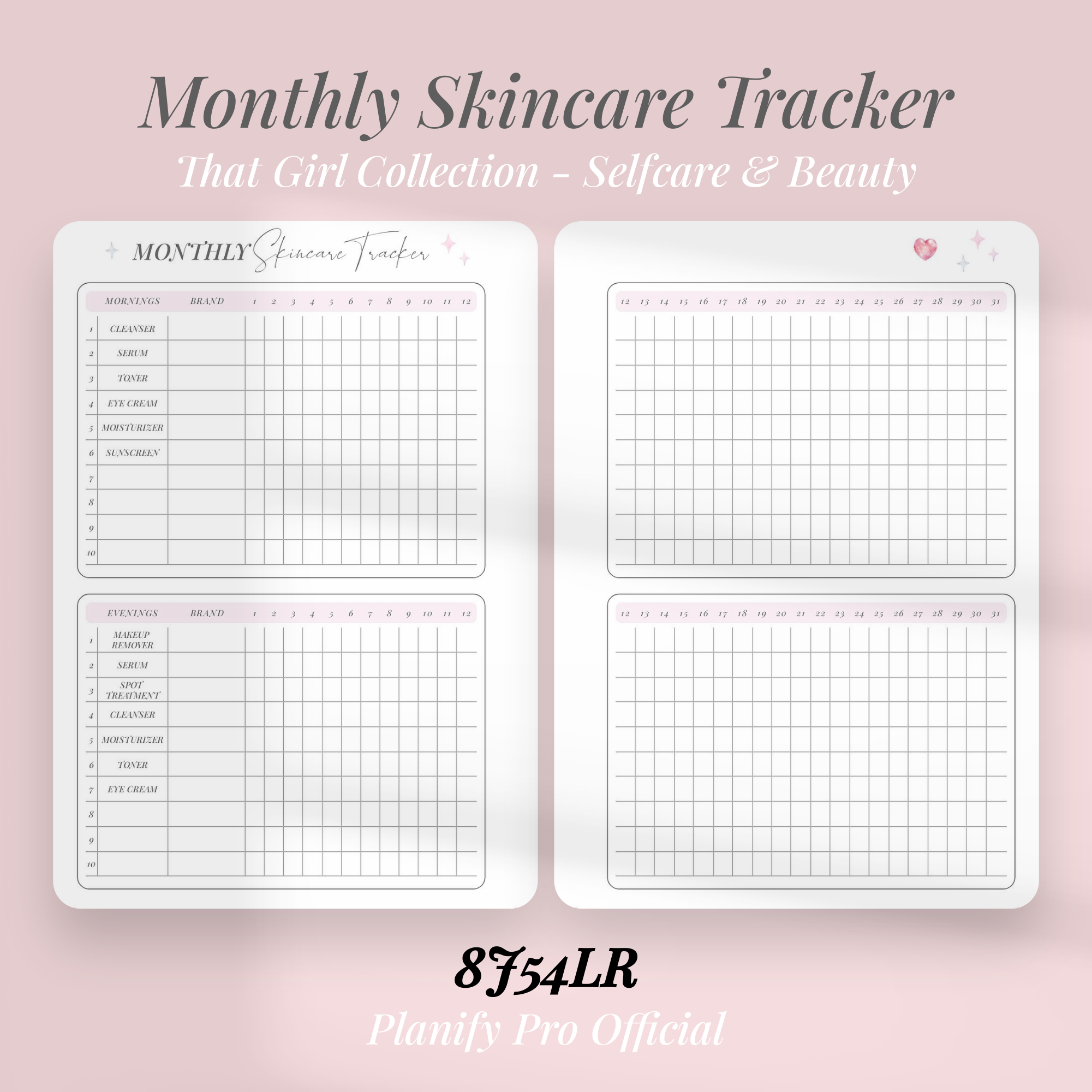 Monthly Skincare Tracker - That Girl - Planify Pro