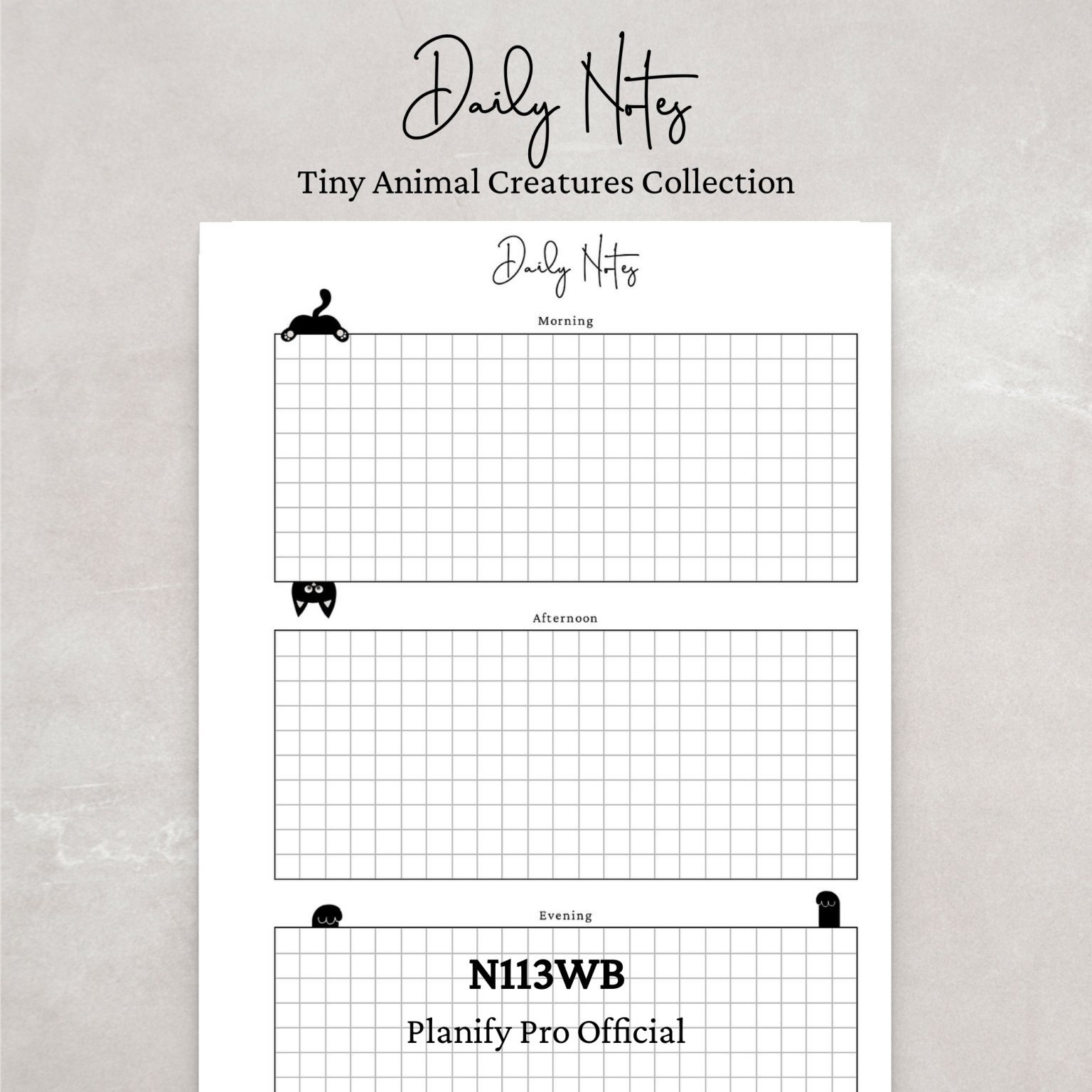 Daily Notes - Tiny Animal Creature - Planify Pro