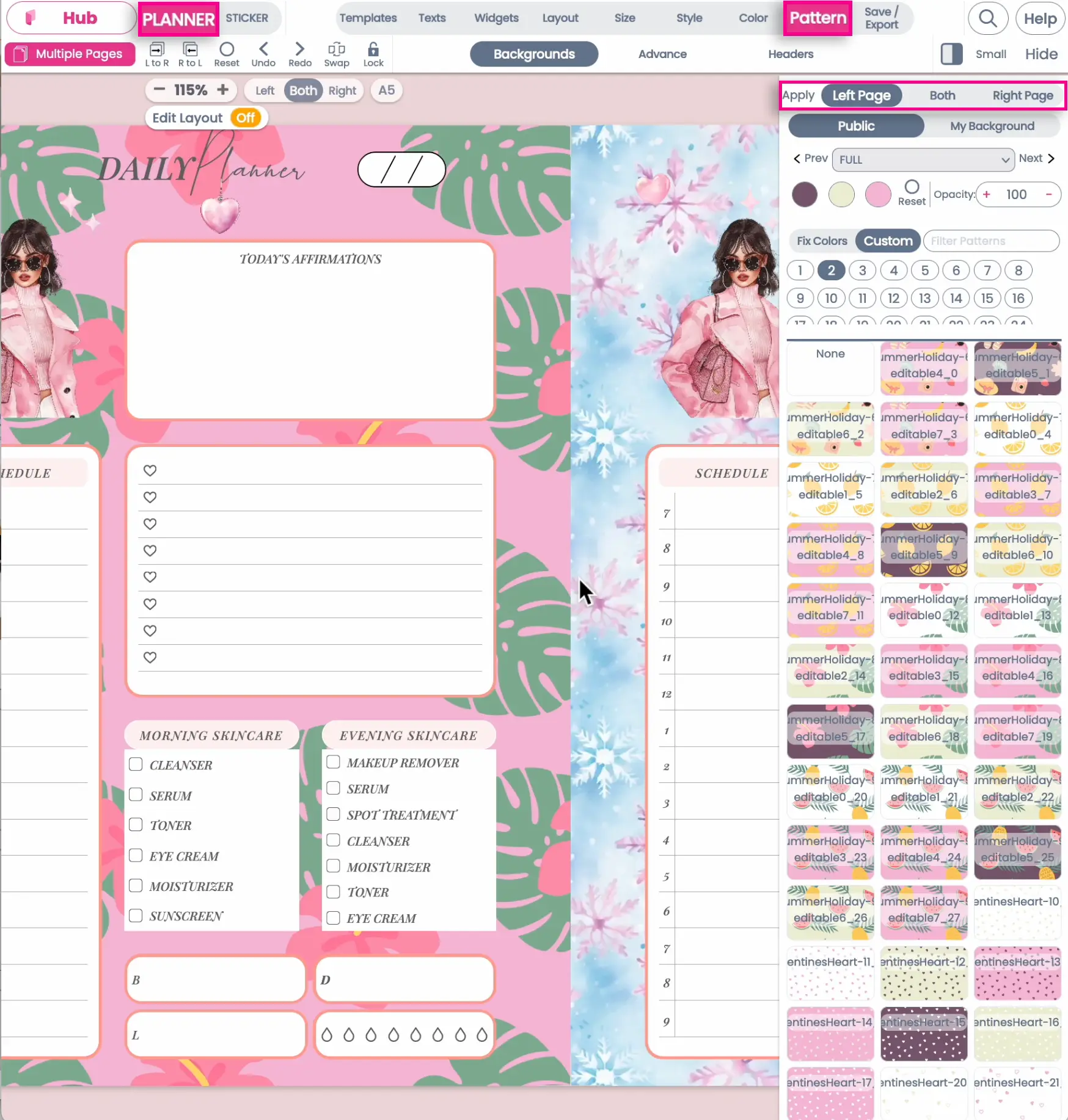 Apply a Pattern to All Pages - Planify Pro