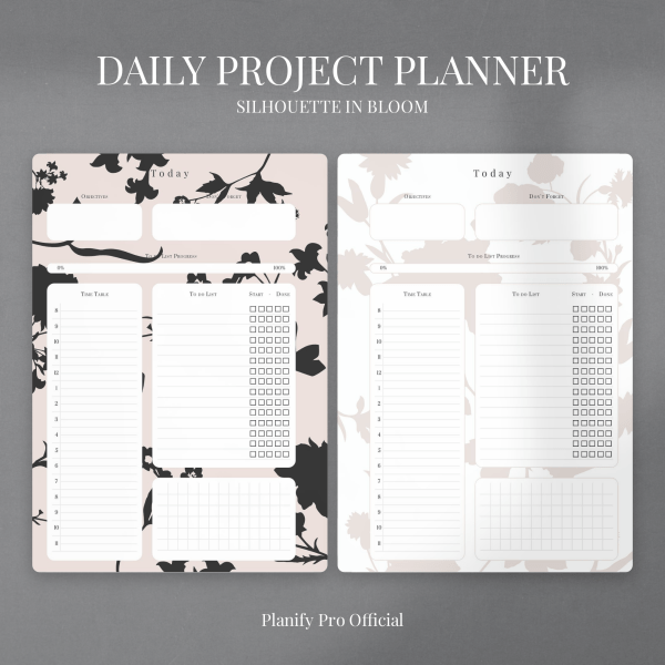 Daily Project Planner - Silhouette in Bloom - Planify Pro