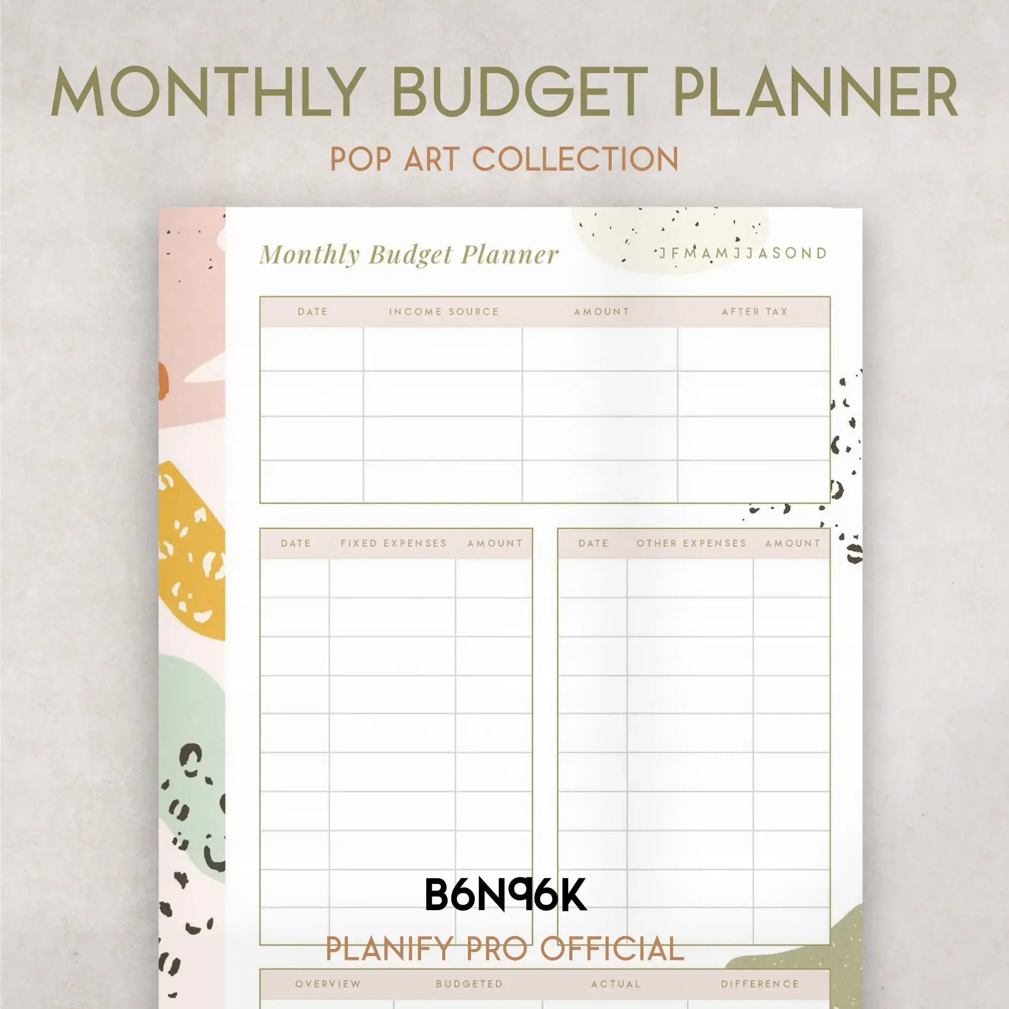 Monthly Budget Planner - Pop Art - Planify Pro