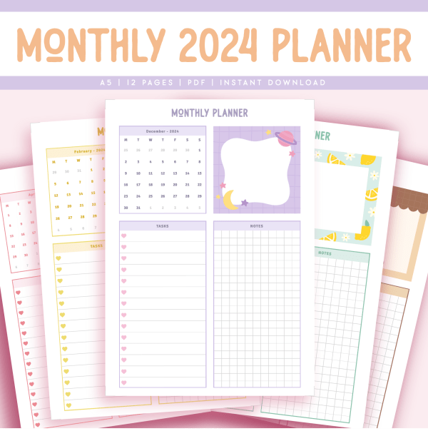 Monthly Planner 2024 2025 - Pop Art - Planify Pro