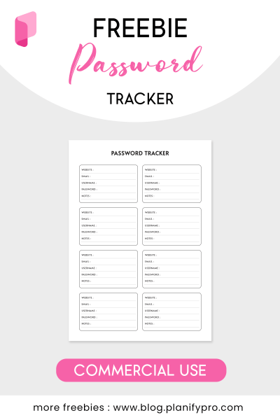 Free Planner - Freebie Password Tracker