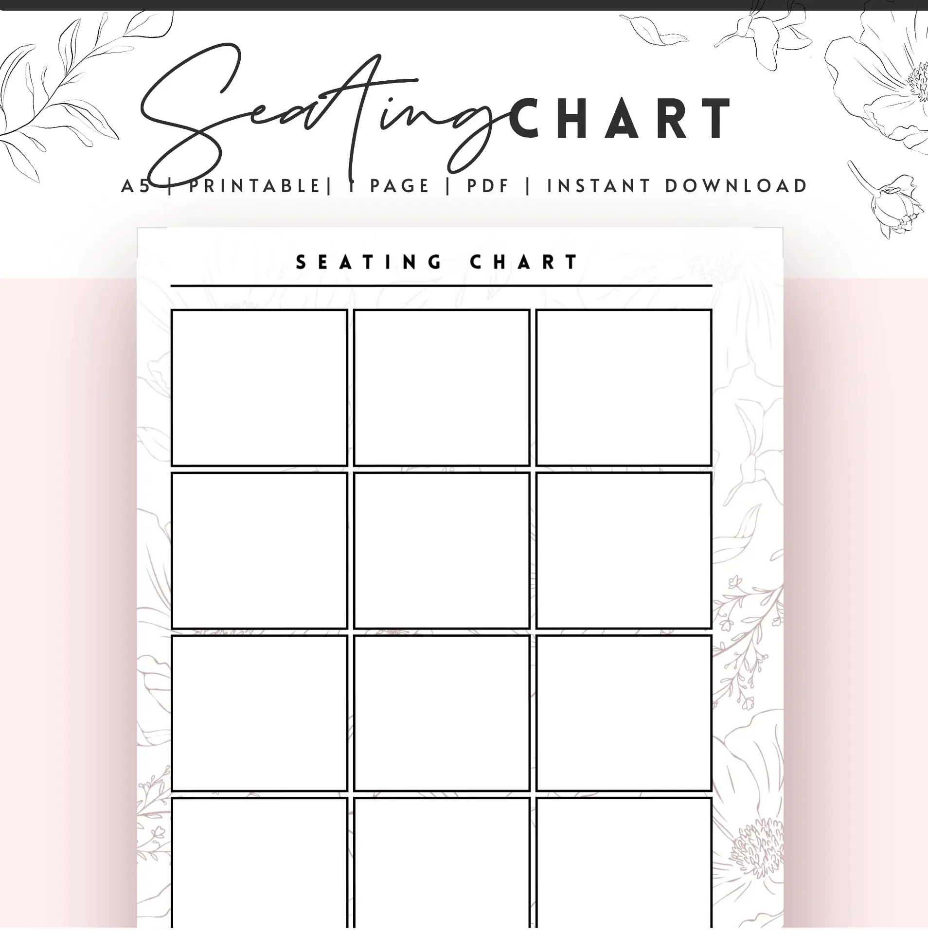 Seating Chart - Floral Line Art - Planify Pro
