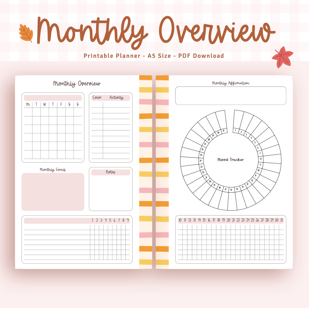 Monthly Overview - Hello Fall - Planify Pro