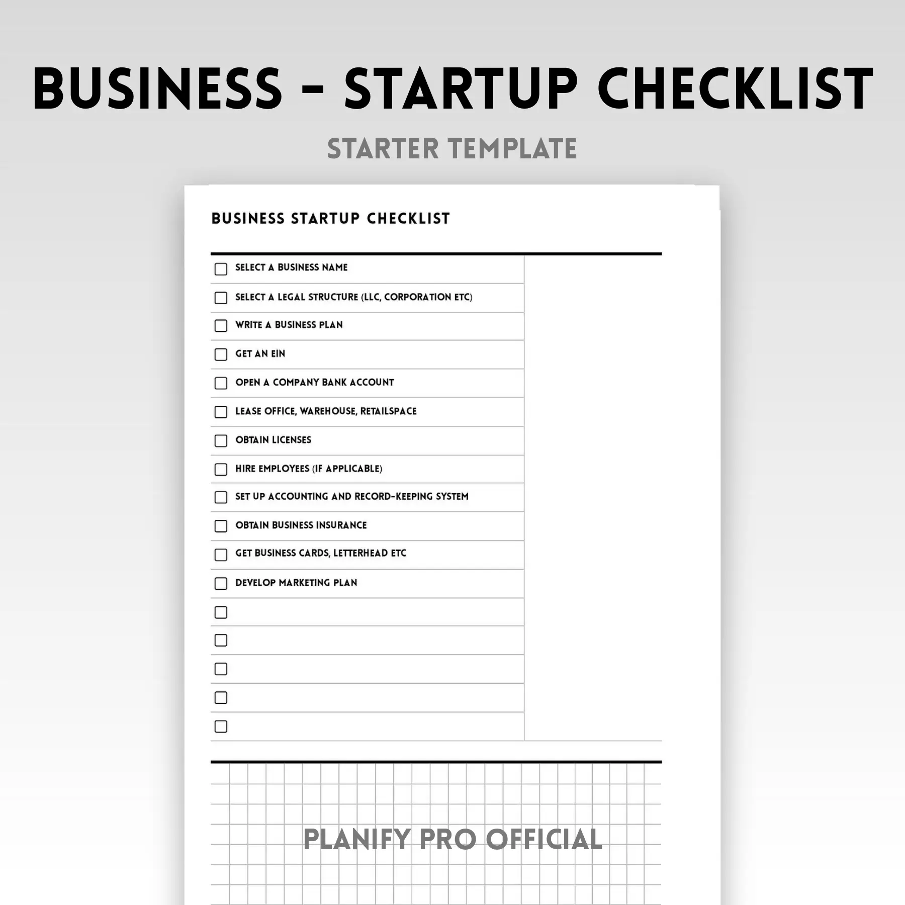 Business Planner - Startup Checklist - Planify Pro