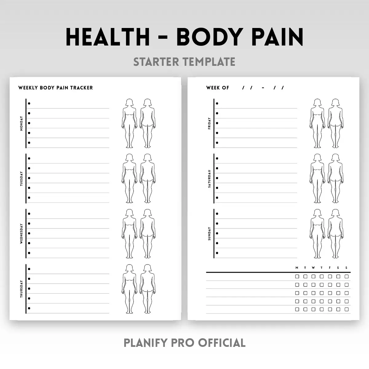 Health - Body Pain Tracker (Female) - Planify Pro