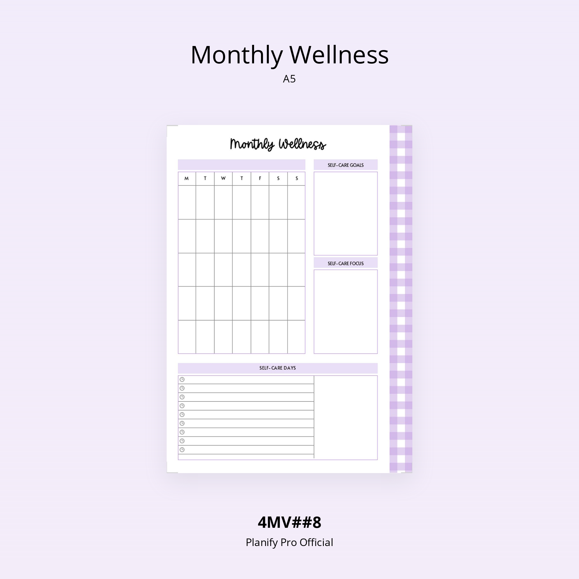 Wellness - Monthly Planner - Planify Pro