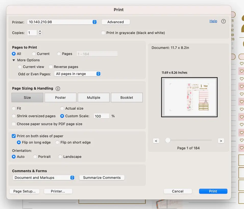 How to Print with a Duplex Printer - Planify Pro