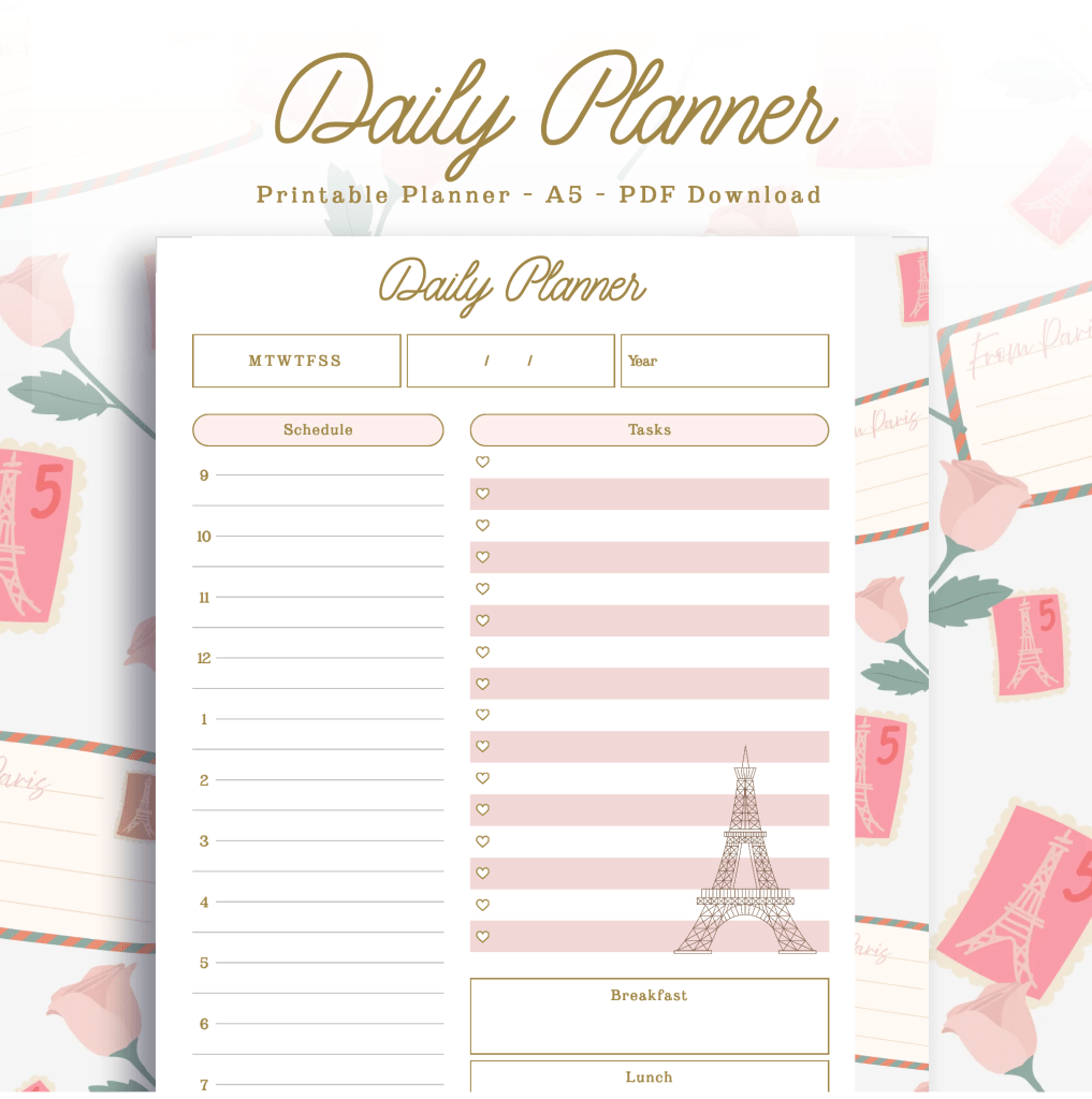 Daily Planner - Cafe Paris - Planify Pro