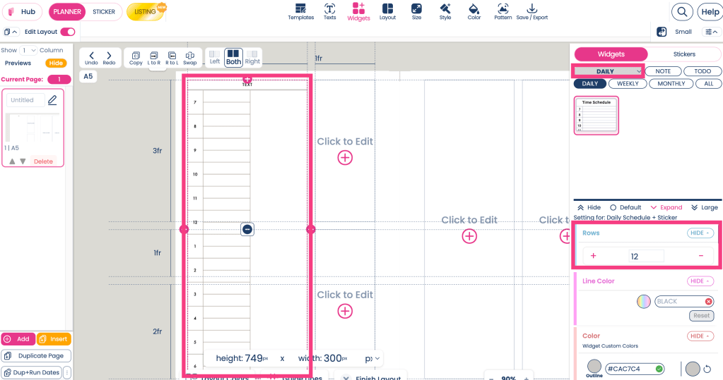 How to Edit Daily Schedule Widget - Planify Pro