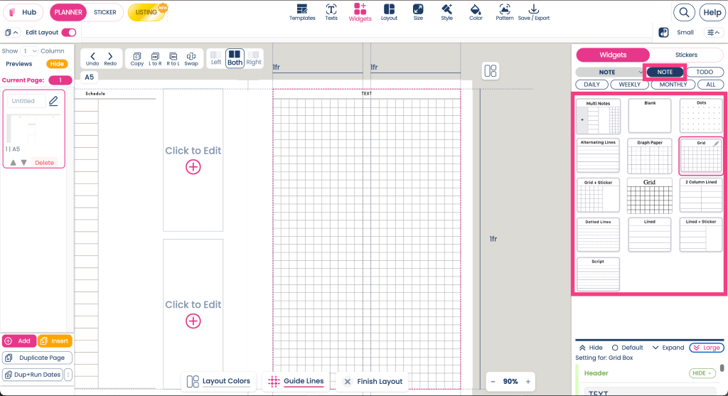 How to Edit a Notes Grid Widget - Planify Pro