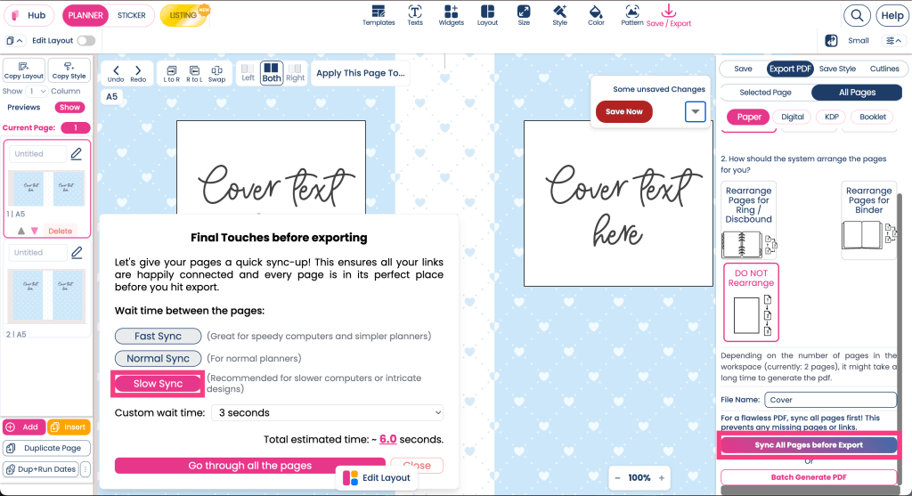 The Patterns I Added Are Not Showing Up in My Exported PDF - Planify Pro