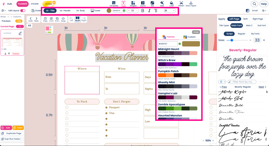 Apply Colors to Multiple Pages - Planify Pro