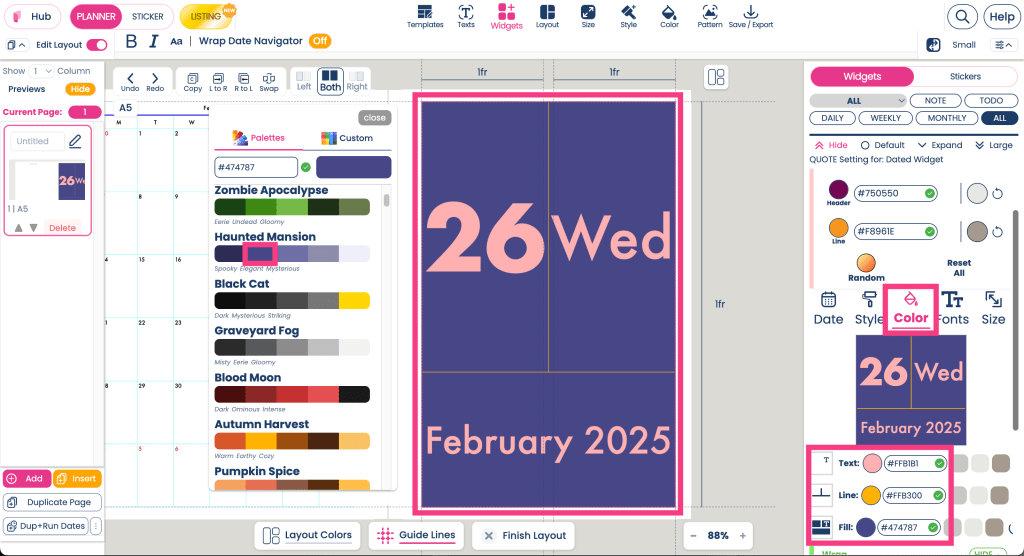 Change the colors of the date flag or date widget - Planify Pro