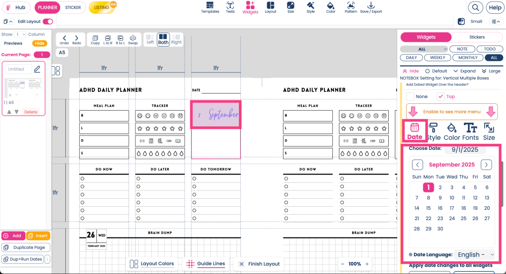 Change Month and Date of Date Flag - Planify Pro