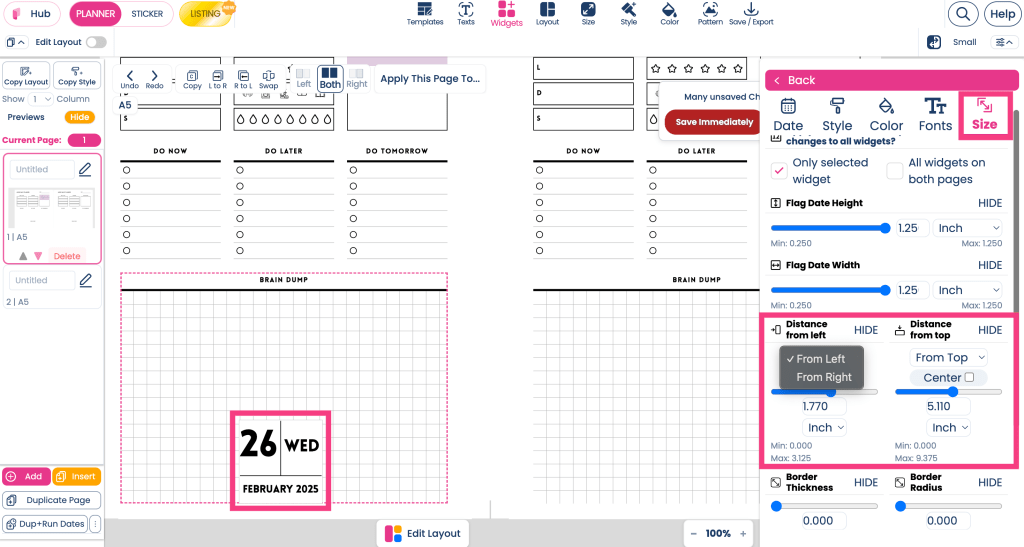 Adjust the Position of a Date Flag - Planify Pro