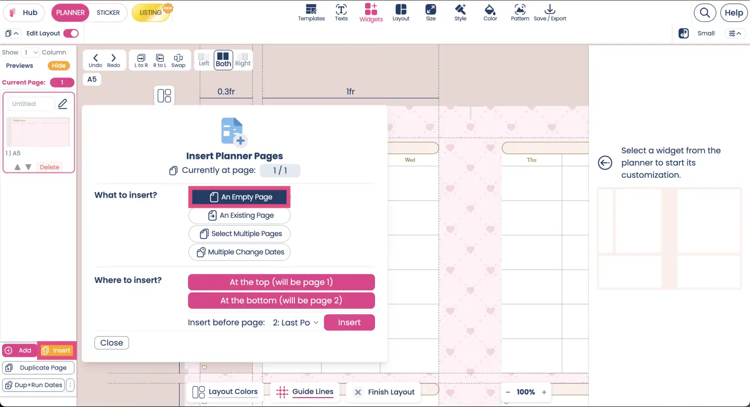 Insert a Blank Page - Planify Pro