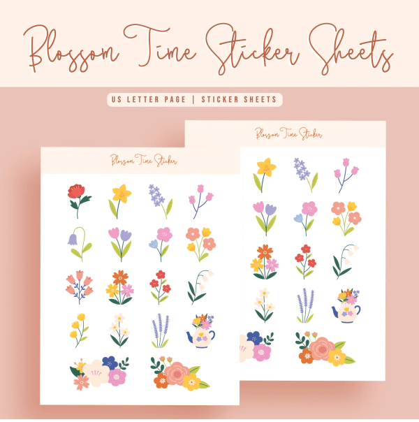 Stickers Sheet - Blossom Time - Planify Pro