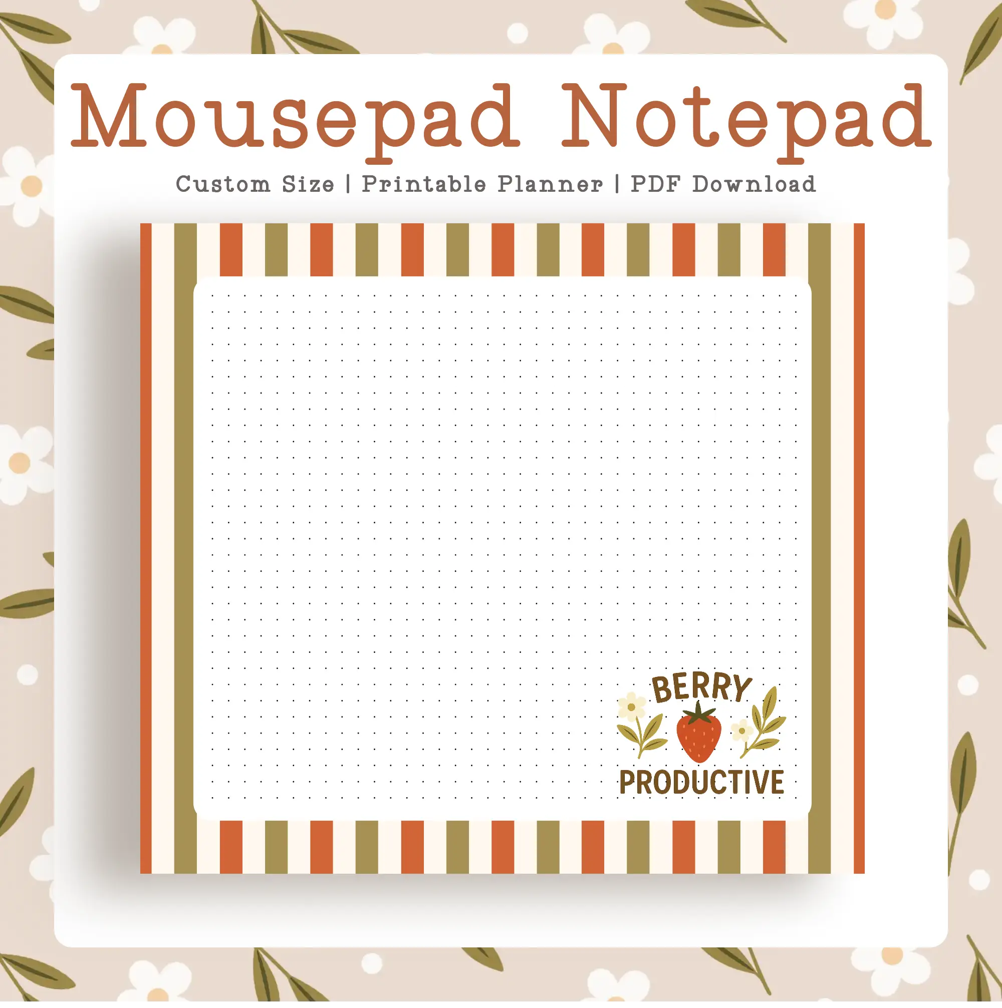 Mousepad Notepad - Strawberry Farm - Planify Pro