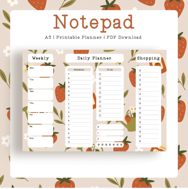 Notepad - Strawberry Farm - Planify Pro