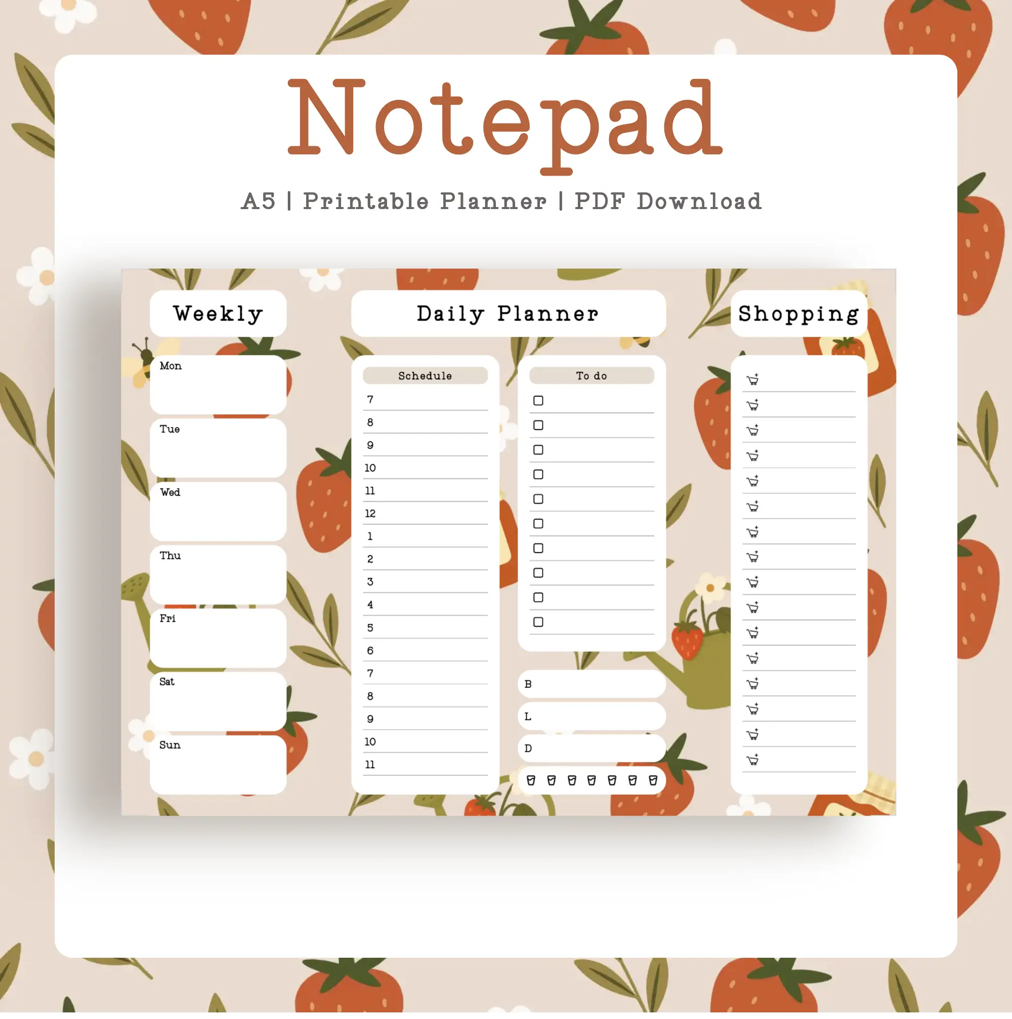 Notepad - Strawberry Farm - Planify Pro
