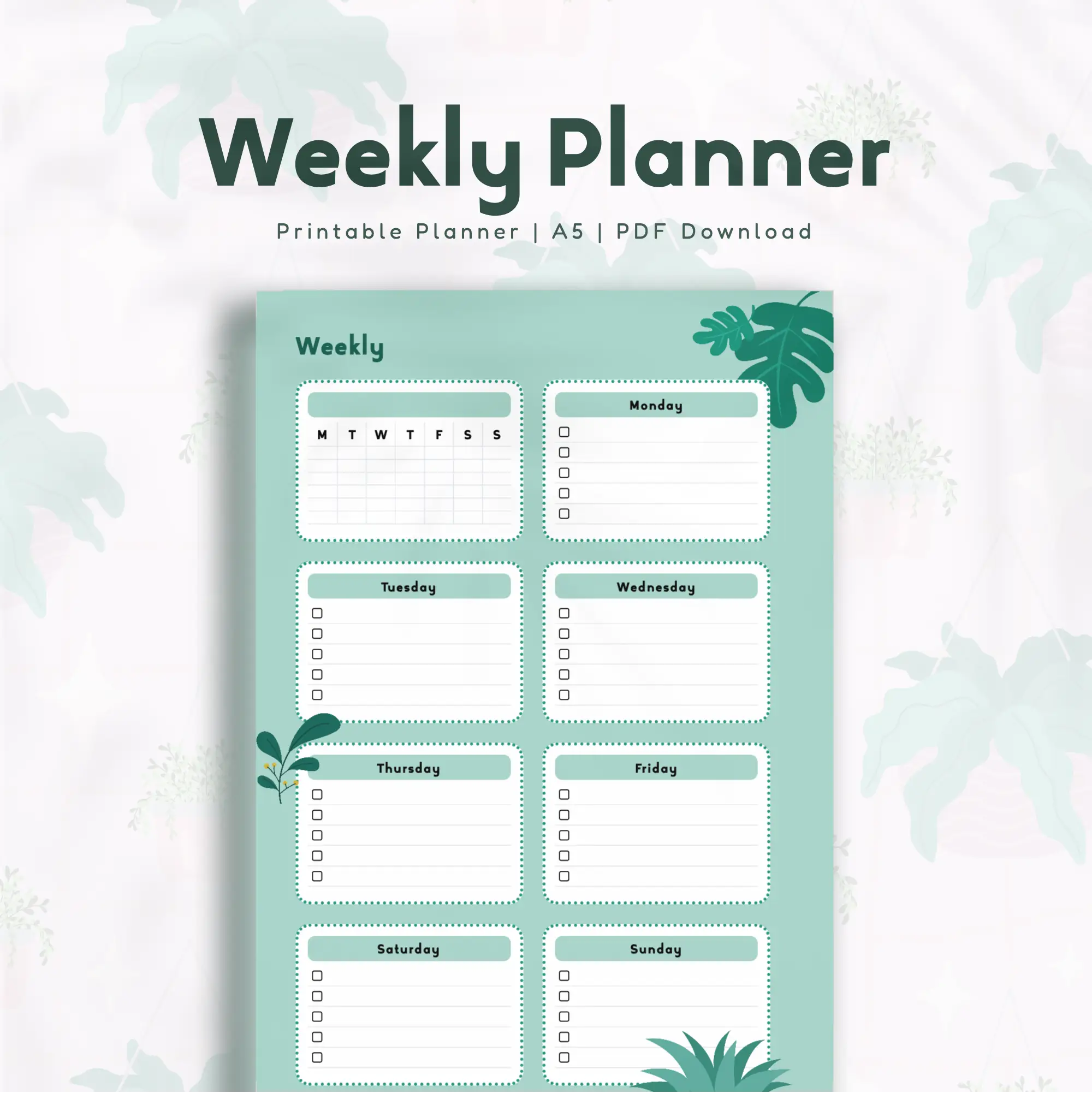 Weekly Planner - Botanical Greenhouse - Planify Pro