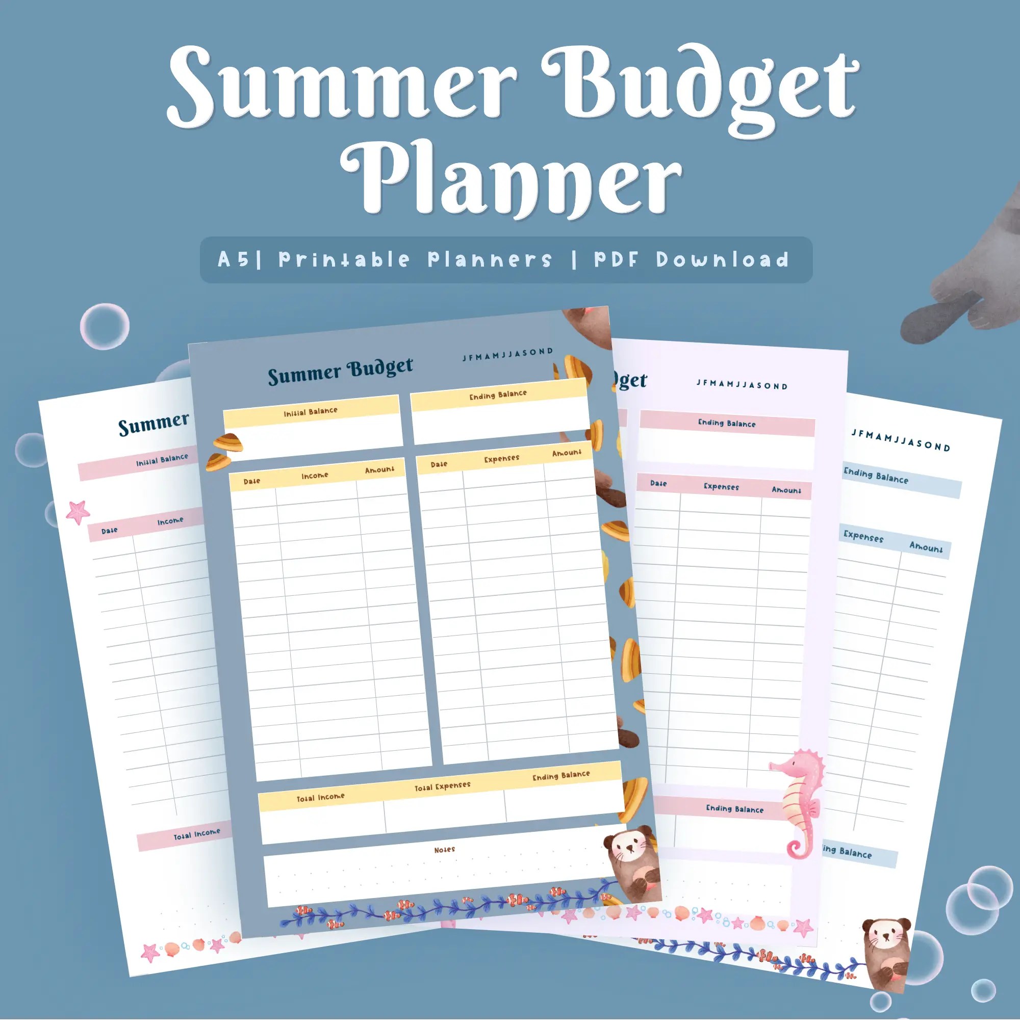 Summer Budget Planner - Under The Sea - Planify Pro