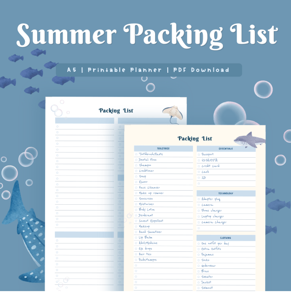 Packing List - Under The Sea - Planify Pro